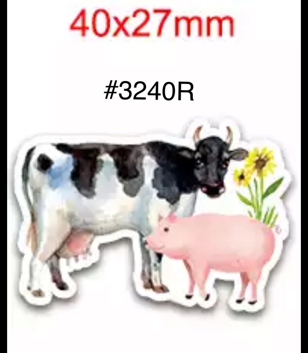 3 or 5 Pc Farm Animal Cow and Pig Planar Resin Flat Back Cabochon Craft ...