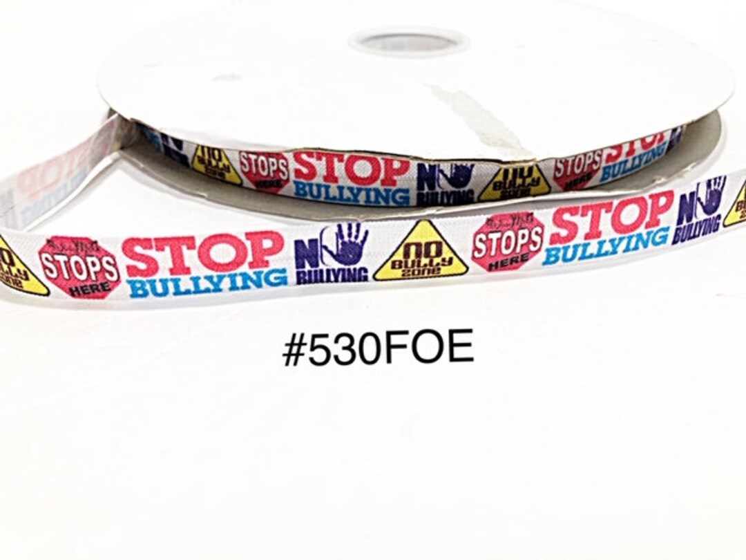 3 or 5 Yard - 5/8" School No Bully Zone and Stop Bullying White Fold ...
