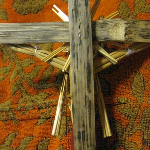 This is a Handmade Jesus on the Cross,made Out of Straw, Wood, Thread ...