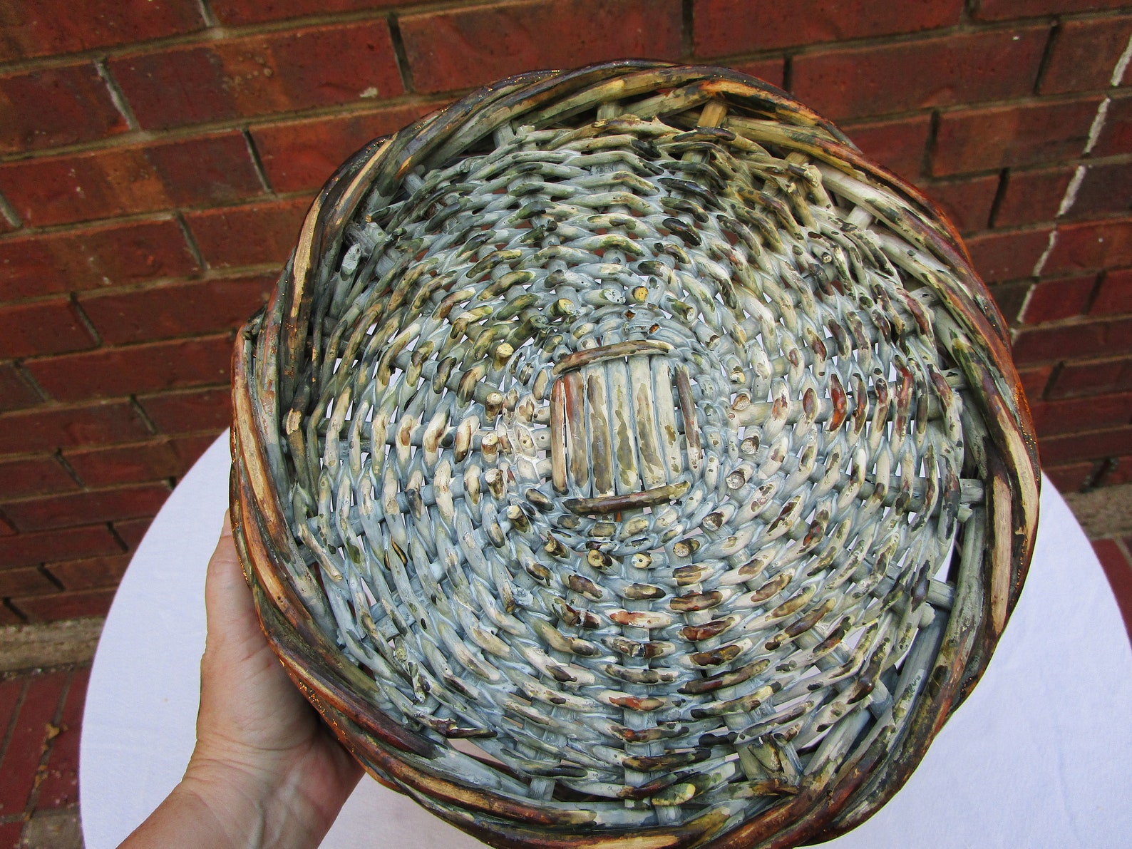 Vintage Painted Rattan Basket, Beach Decor, EASTER BASKET - Etsy
