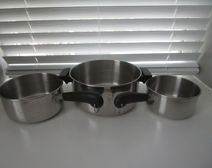 Vintage Revere Ware Stainless Steel Pots and Pans, 3-piece Set ...