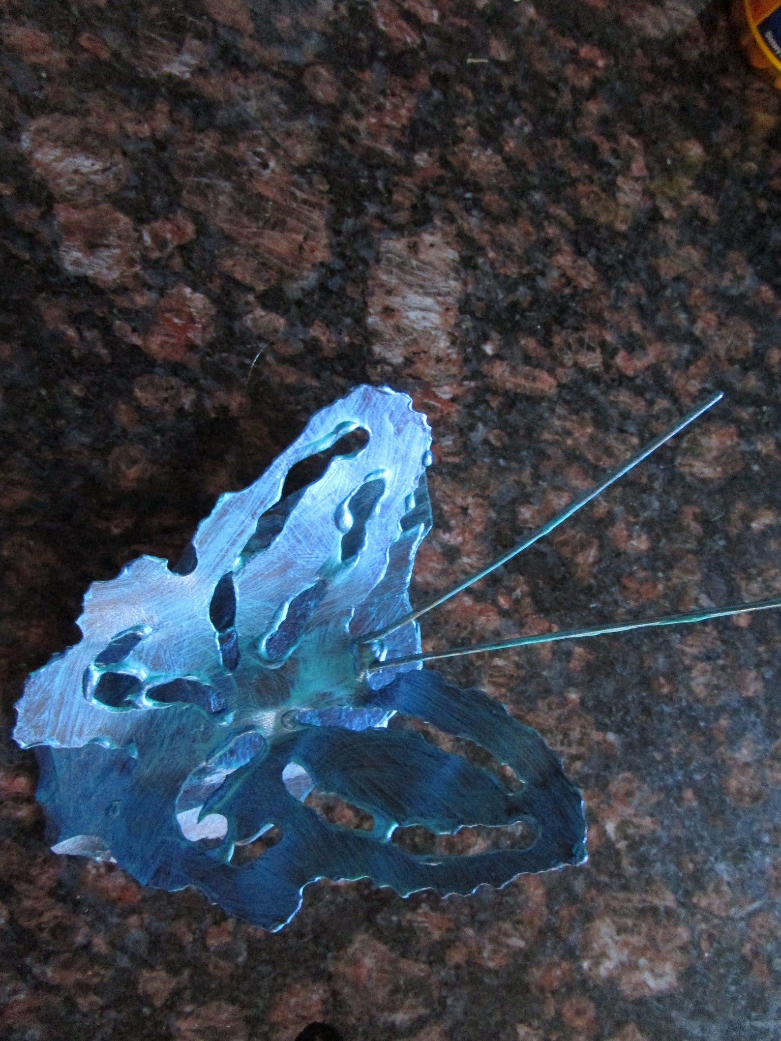 Pretty Metal Butterfly, Painted With Blue Metallic Paint. Paperweight ...