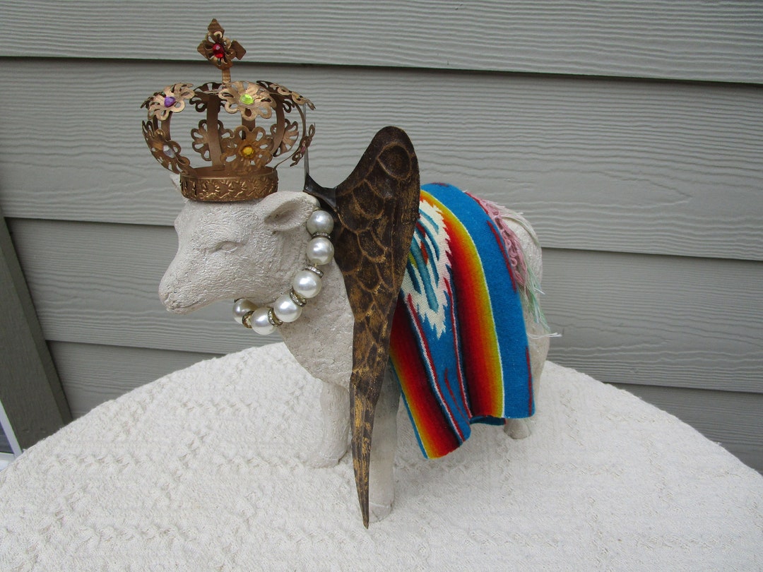 Vintage Lamb, WITH Crown, Angel Wings, and Pearl Collar. FABULOUS for ...