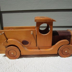 ADORABLE Vintage Handmade WOODEN Fire Truck With Rolling Wheels and ...