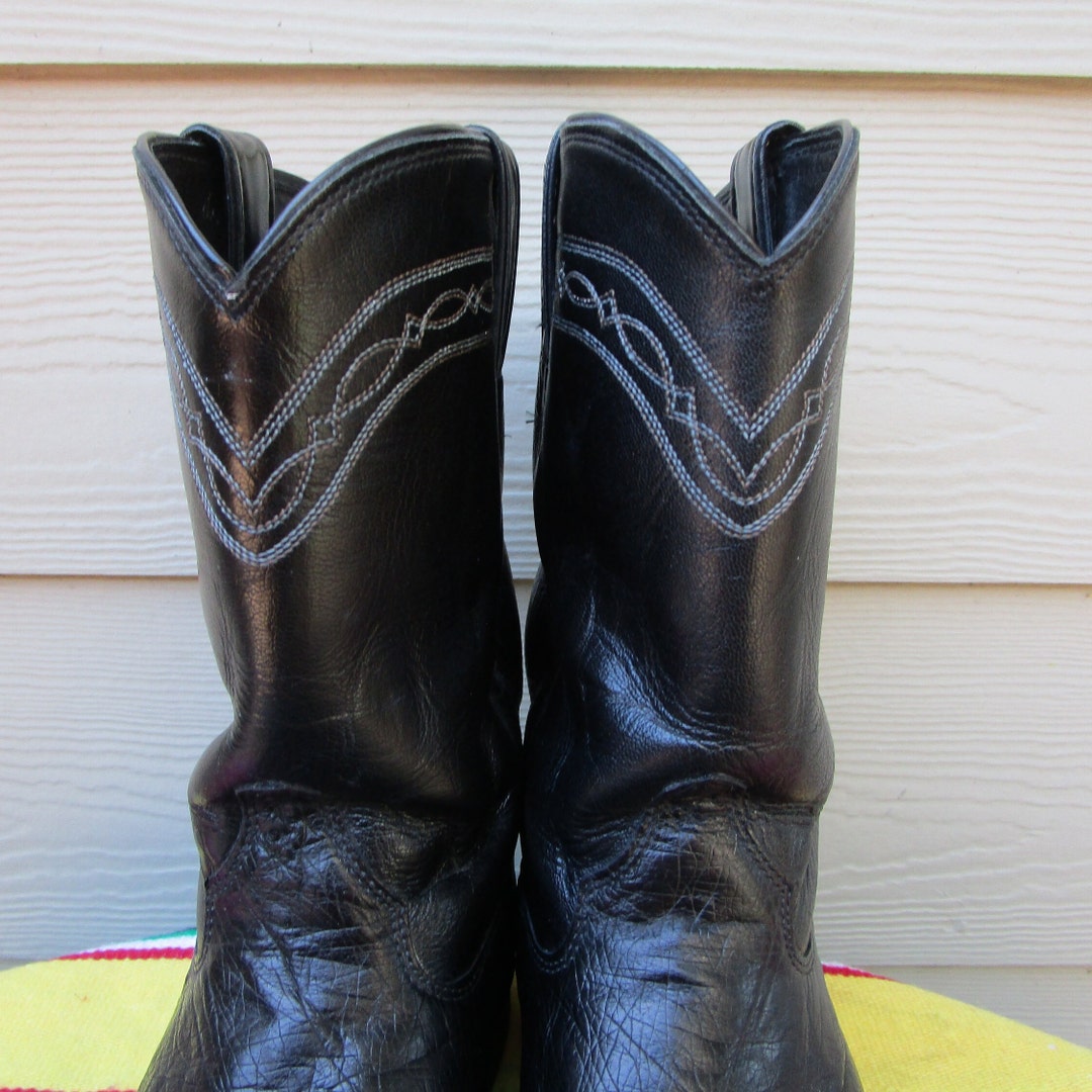 Vintage 1990 Men's Black, Leather, Justin Ropers Made in USA, Size 9 EE ...