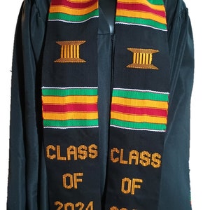 CLASS OF 2024 Black Graduation Stole Sash African Kente Cloth With Gold ...