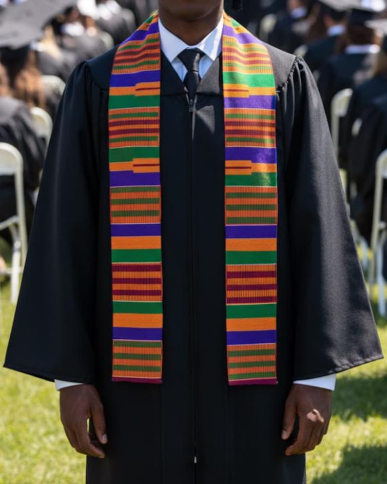 Traditional Design African Kente Cloth Stole, Scarf, Multi-color ...