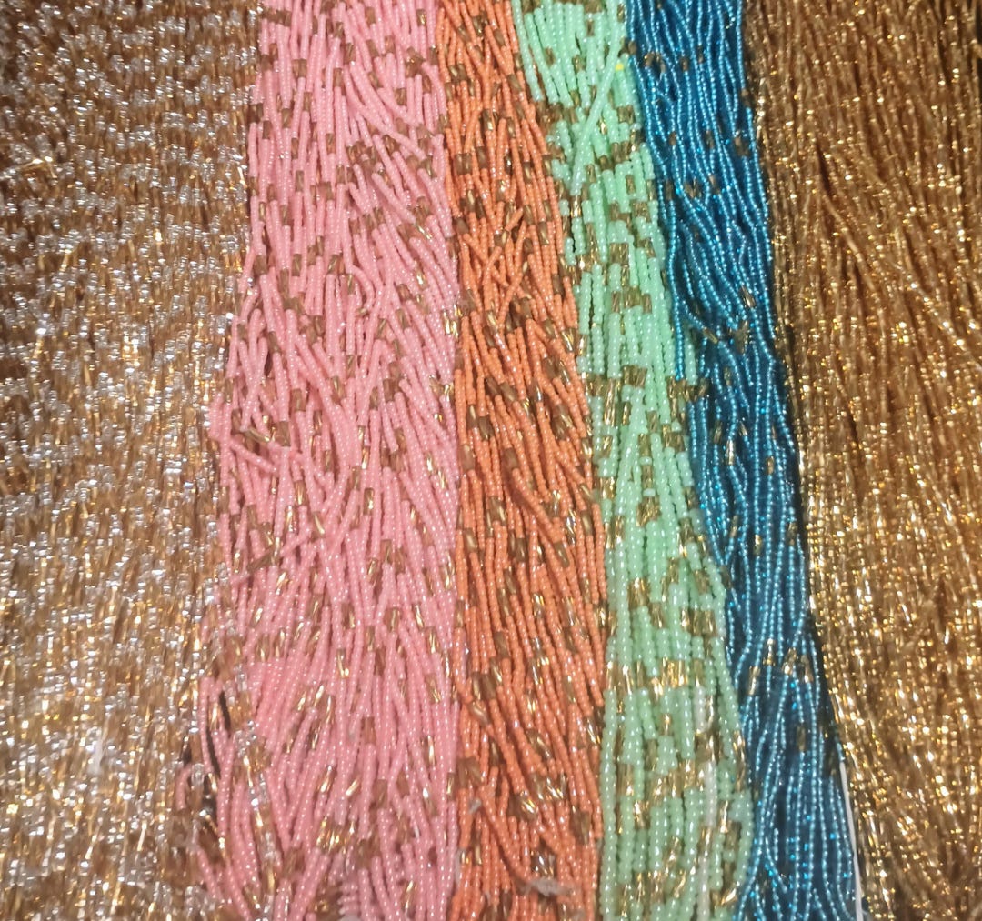 Colorful Glass Waist Beads With Gold Accents - 42 Inch Tie-on - Etsy