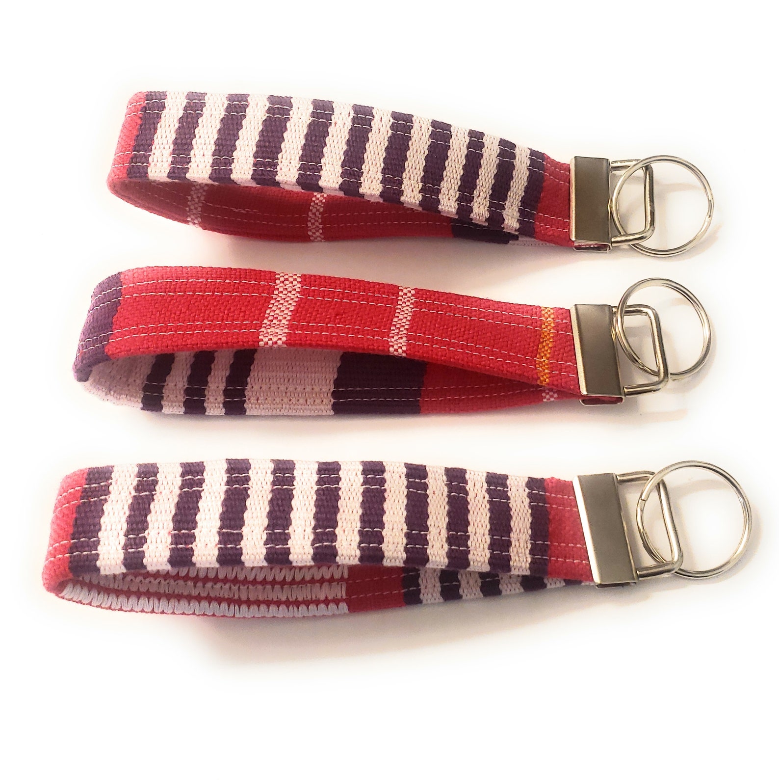 Key Fob Key Chain Wristlet, Authentic African Kente Cloth, Pink Purple ...