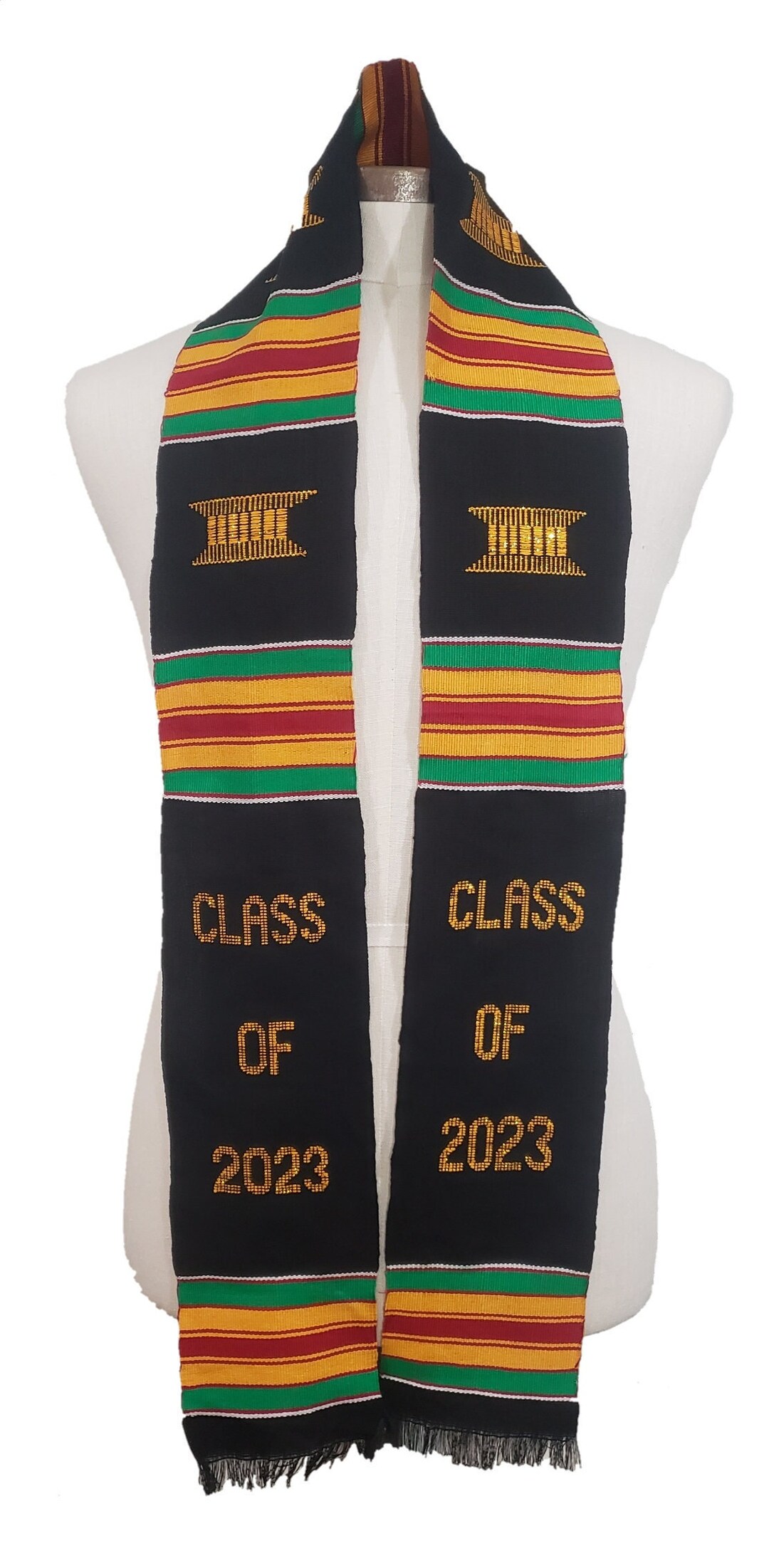 Class of 2023 Graduation Stole African Kente Cloth Black With Gold ...