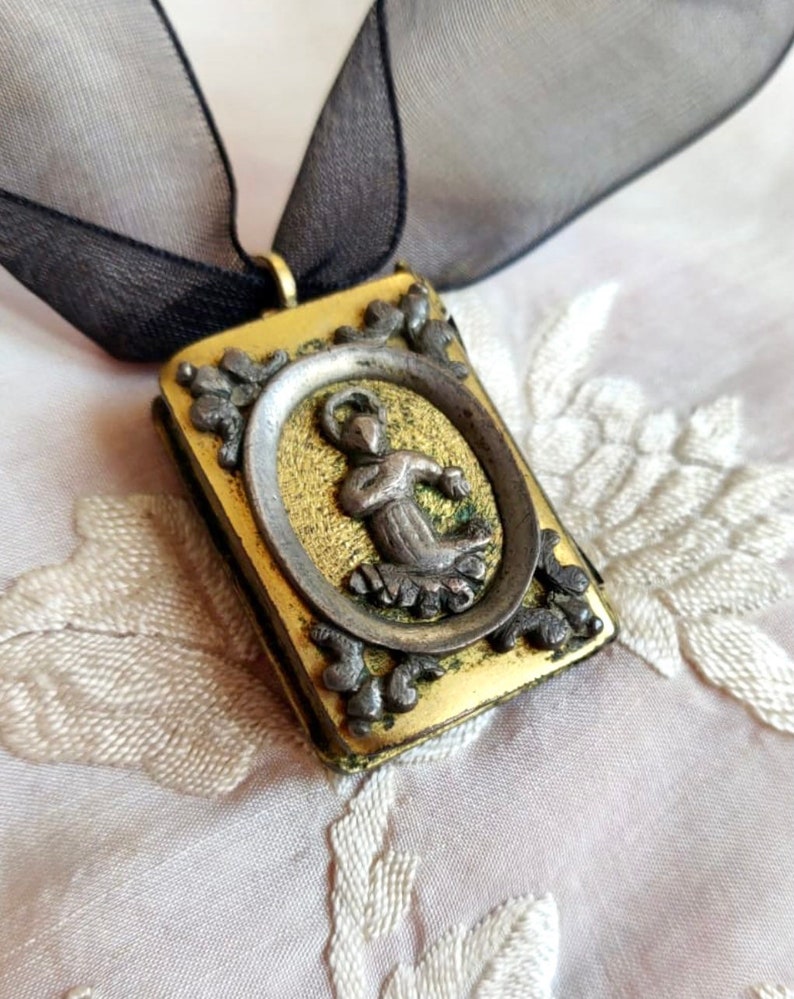 Antique 19th Century Reliquary Locket Virgin Mary & Saint in | Etsy