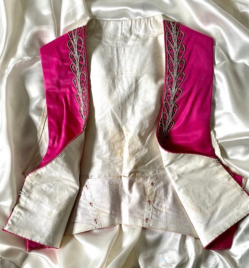 Antique 1950's Matador Toreador Waistcoat Vest Fuchsia Pink Silk Satin ...