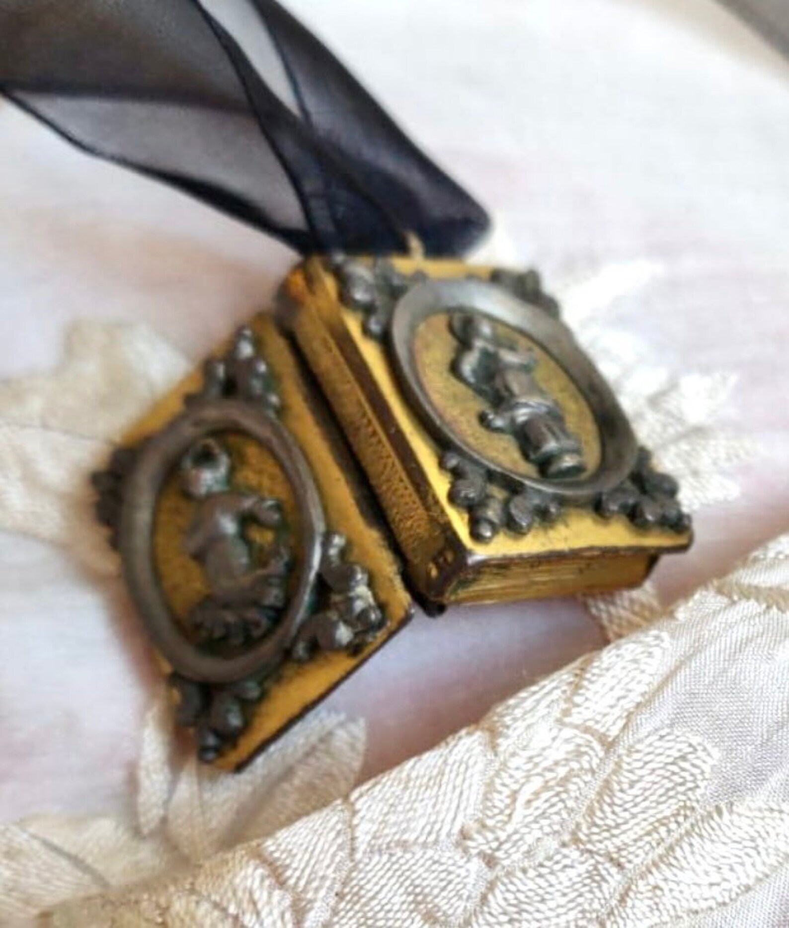 Antique 19th Century Reliquary Locket Virgin Mary & Saint in | Etsy