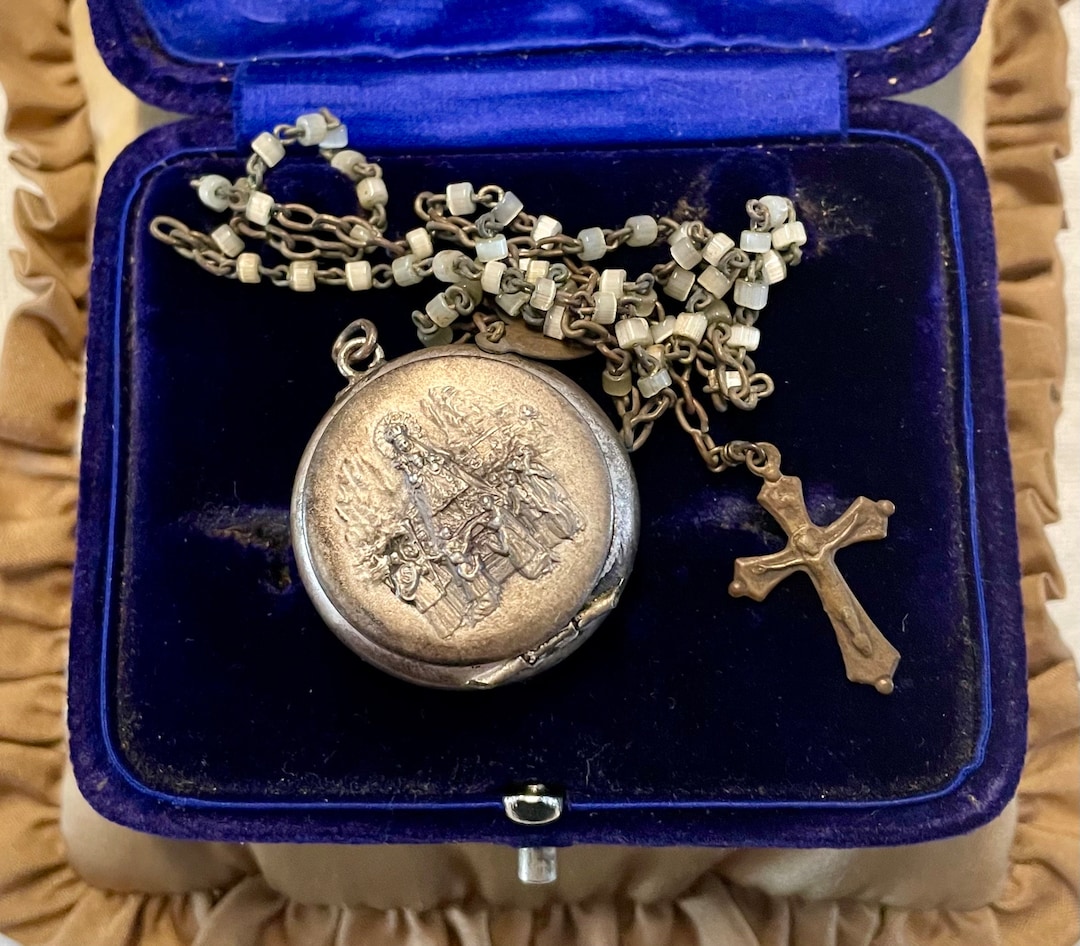 Lovely Antique Miniature Rosary With Reliquary Locket Pendant Virgin ...