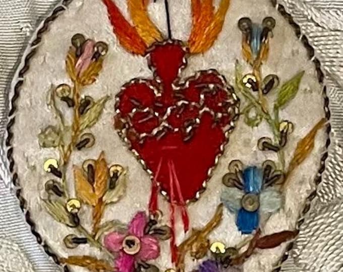 RESERVED Antique 19th Century Sacred Heart Reliquary Detente Ex Voto ...