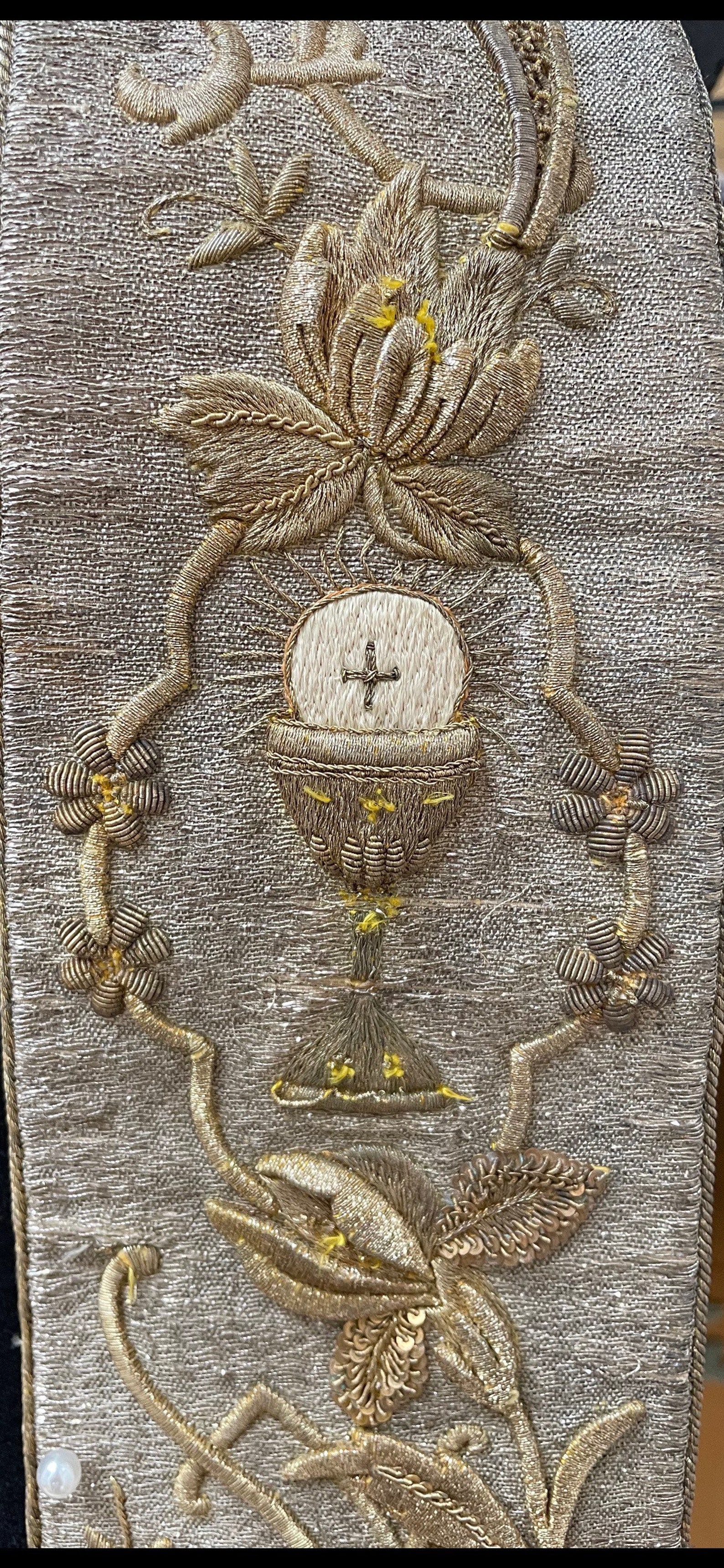 Splendid Antique Maniple Stole Religious Vestmen Gold Bullion Silk ...