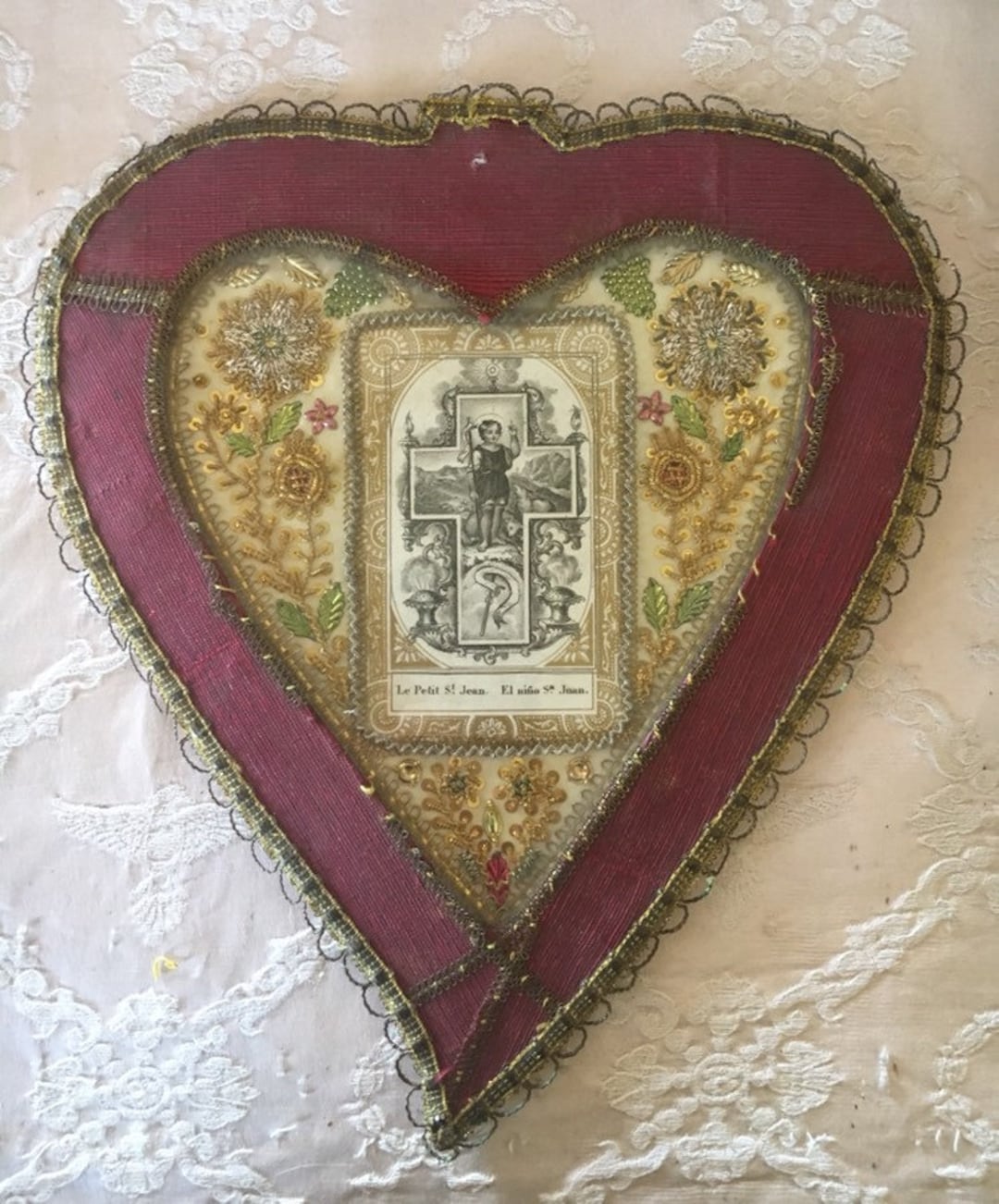 Antique 18th Century French Sacred Heart Shaped Reliquary Saint John ...