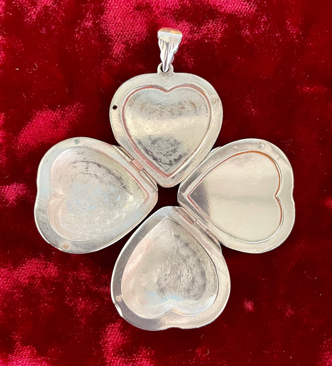 Antique Vintage Sterling Silver Heart Shaped Reliquary Locket Double ...