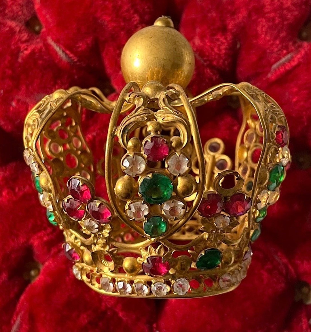 Antique 19th Century Crown Tiara Bejeweled Gilt Ormolu - Etsy