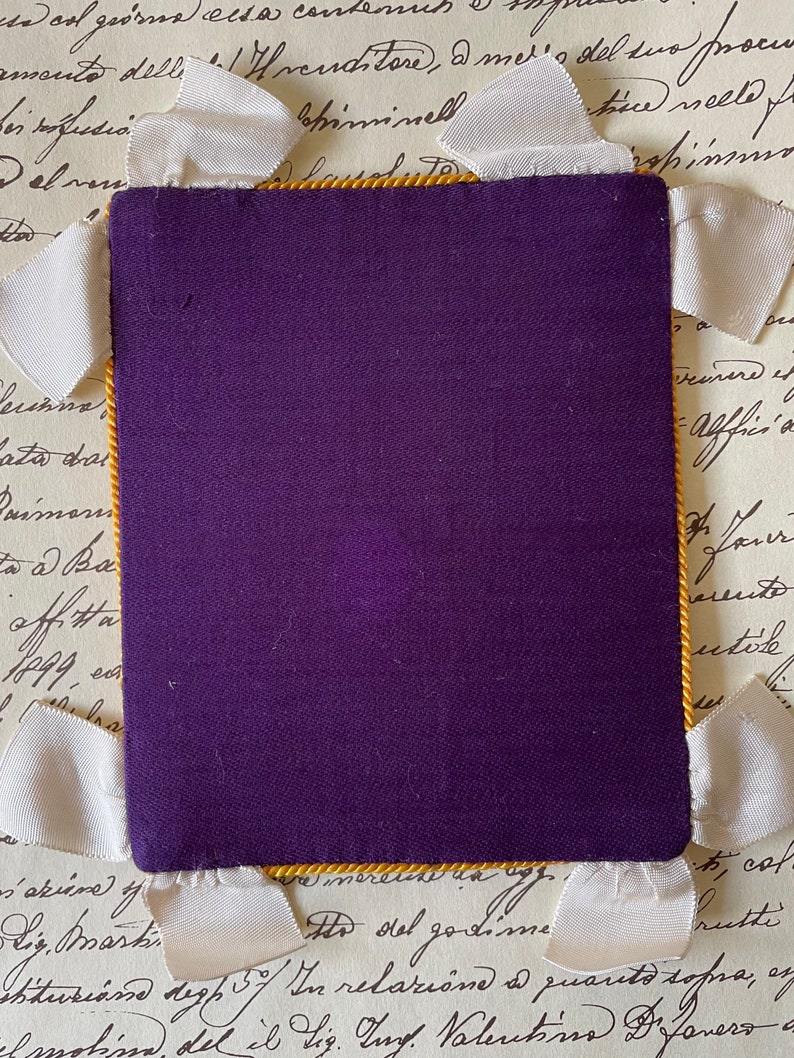 Antique 18th Century Xylograph Embroidered Scapular Detente Reliquary ...