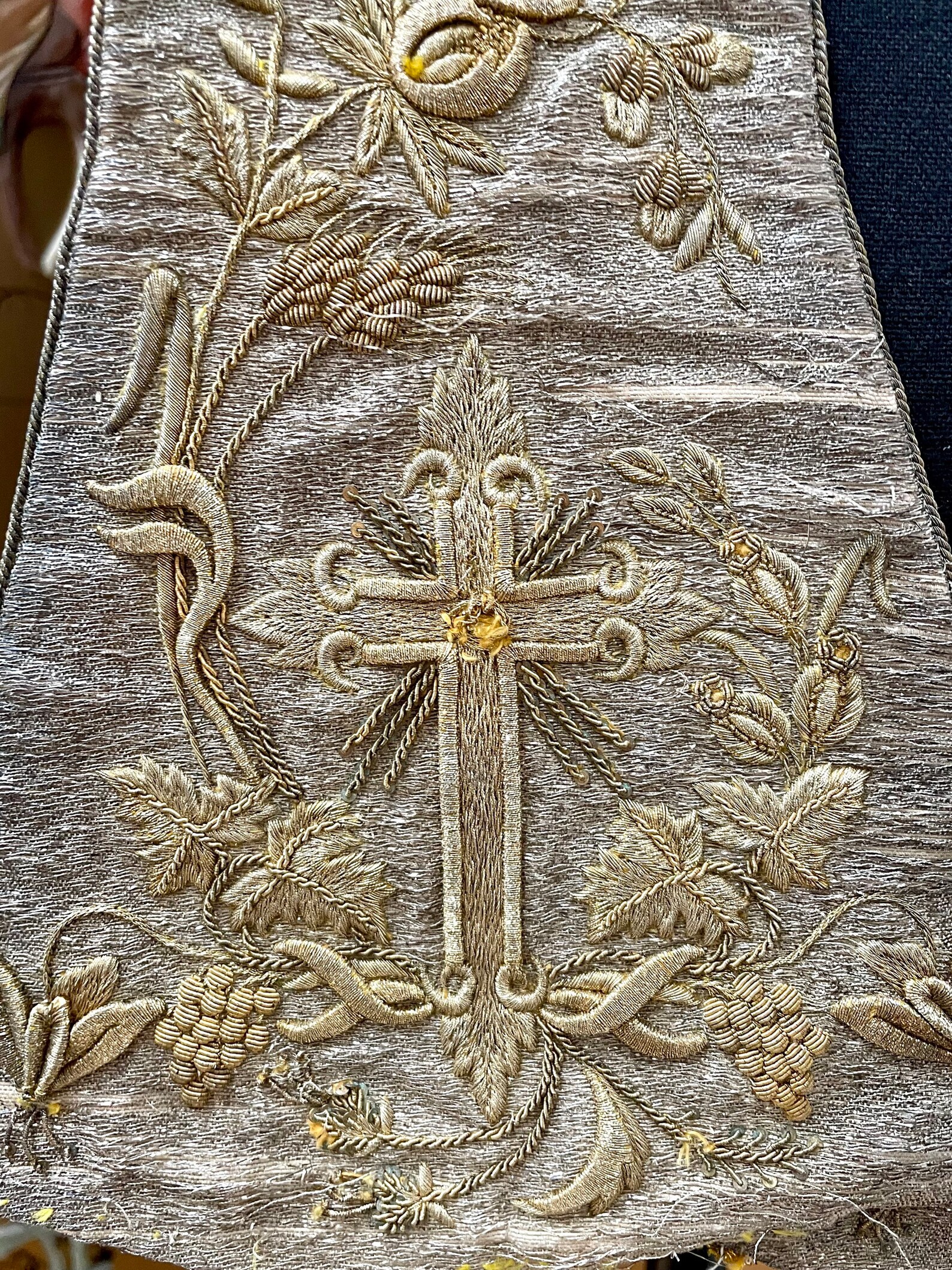Splendid Antique Maniple Stole Religious Vestmen Gold Bullion Silk ...