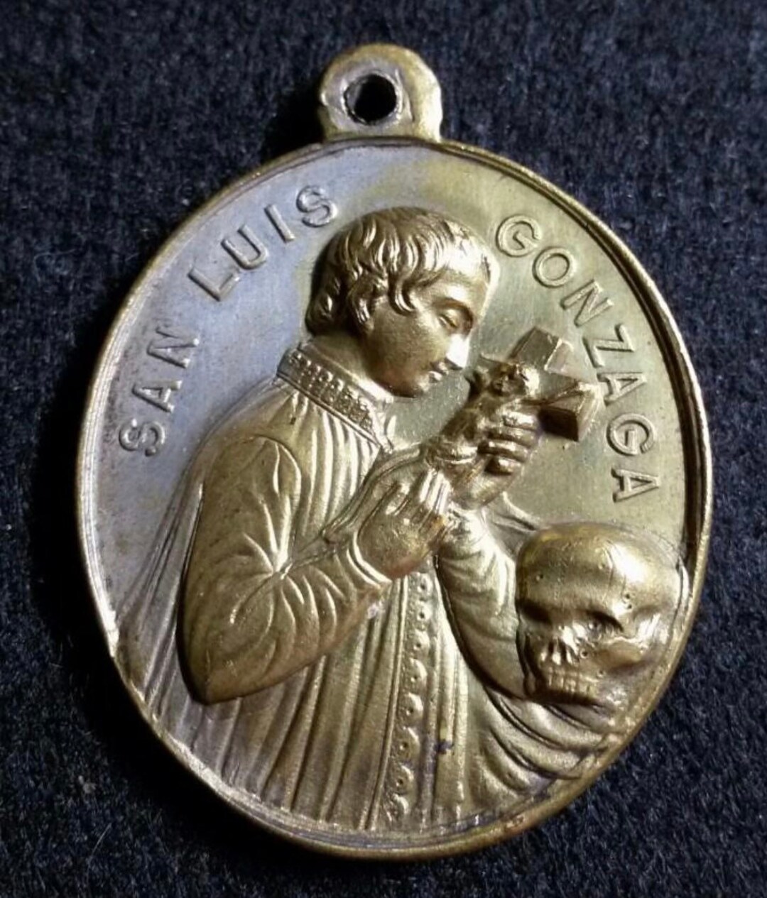 Antique Memento Mori 19th Century Religious Medal Saint Luis De Gonzaga ...
