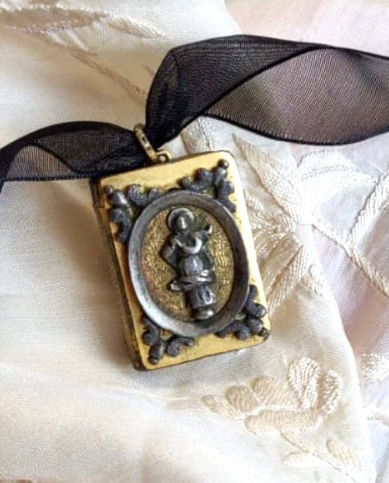 Antique 19th Century Reliquary Locket Virgin Mary & Saint in | Etsy