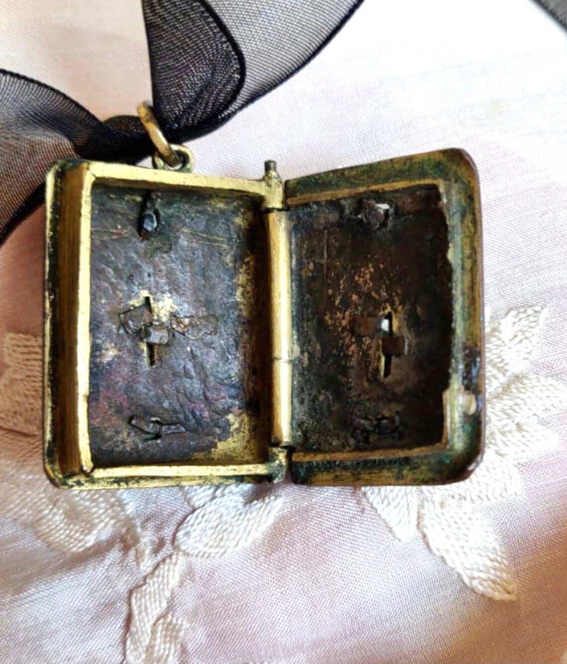 Antique 19th Century Reliquary Locket Virgin Mary & Saint in | Etsy