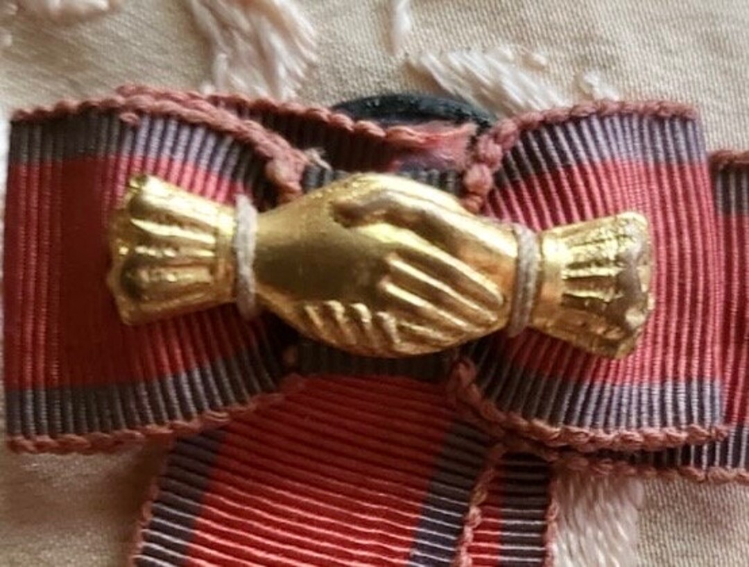 Antique 19th Century French Friendship Handshake Freemason Button ...