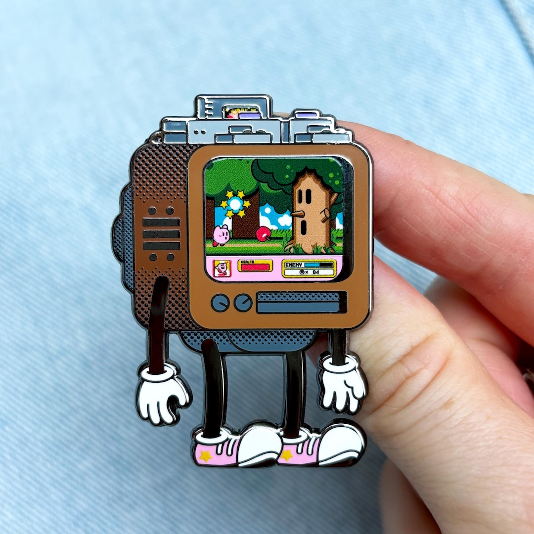 Hungry Buddy Pink Blob Retro Video Game Console Deluxe Hard Enamel Pin ...