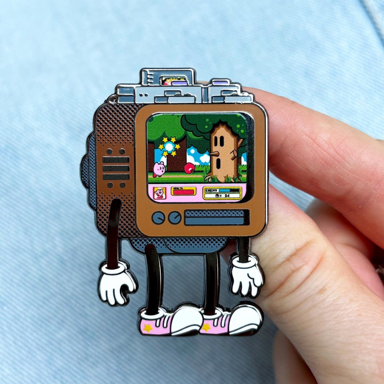 Hungry Buddy Pink Blob Retro Video Game Console Deluxe Hard Enamel Pin ...