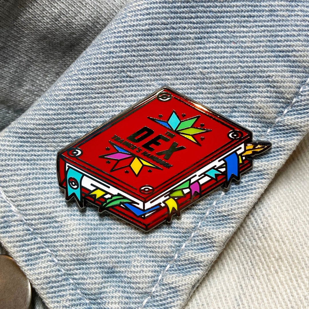The DEX Enamel Pin · Trainer's Handbook · Shiny Flair Lapel Pin - Etsy