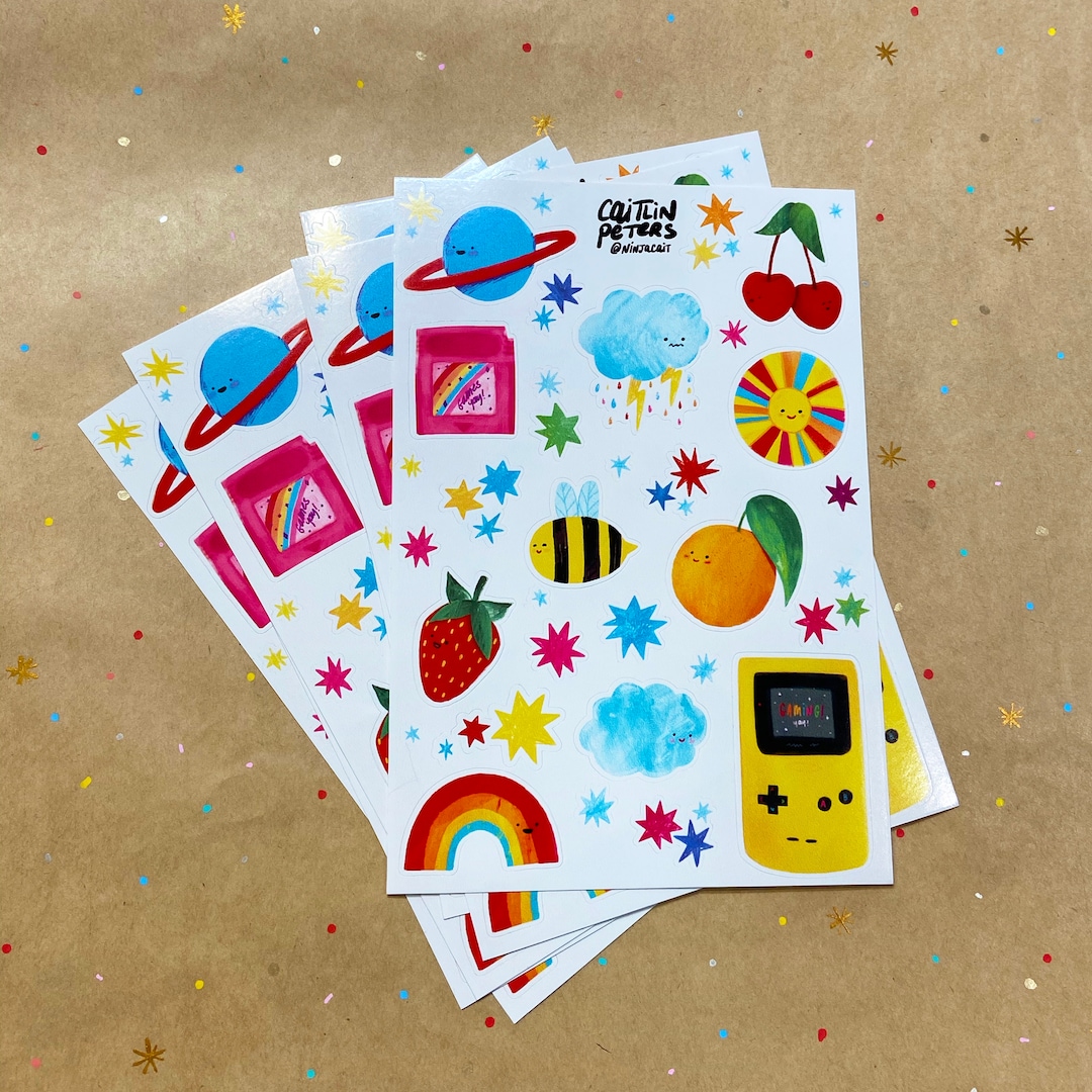Sticker Sheet 4.5x6.5" - Sun and Smiles - Paper Stickers - Die-cut ...