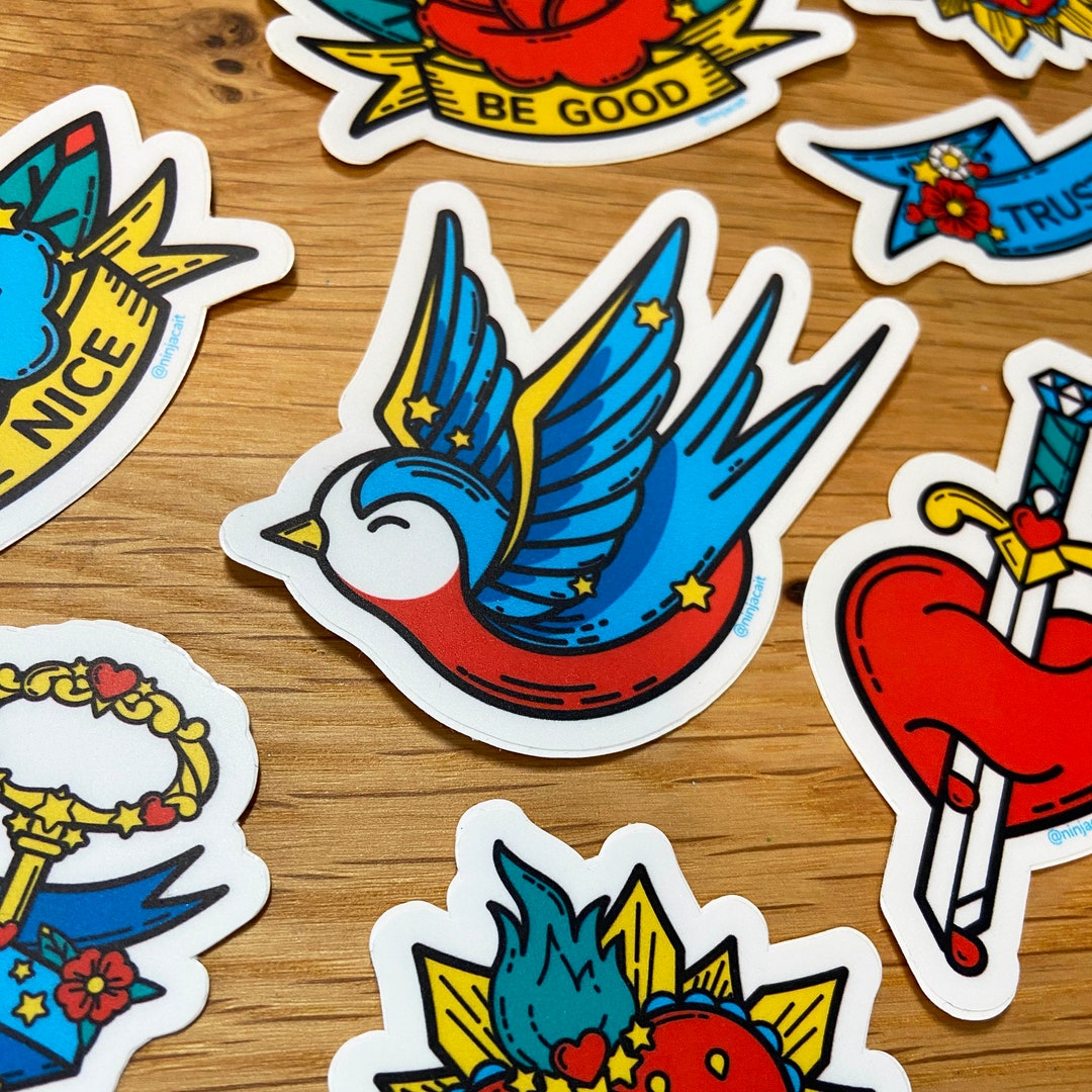 Tattoo Shop Flash - Vinyl, Matte Coated Stickers - Individual Die-cut ...