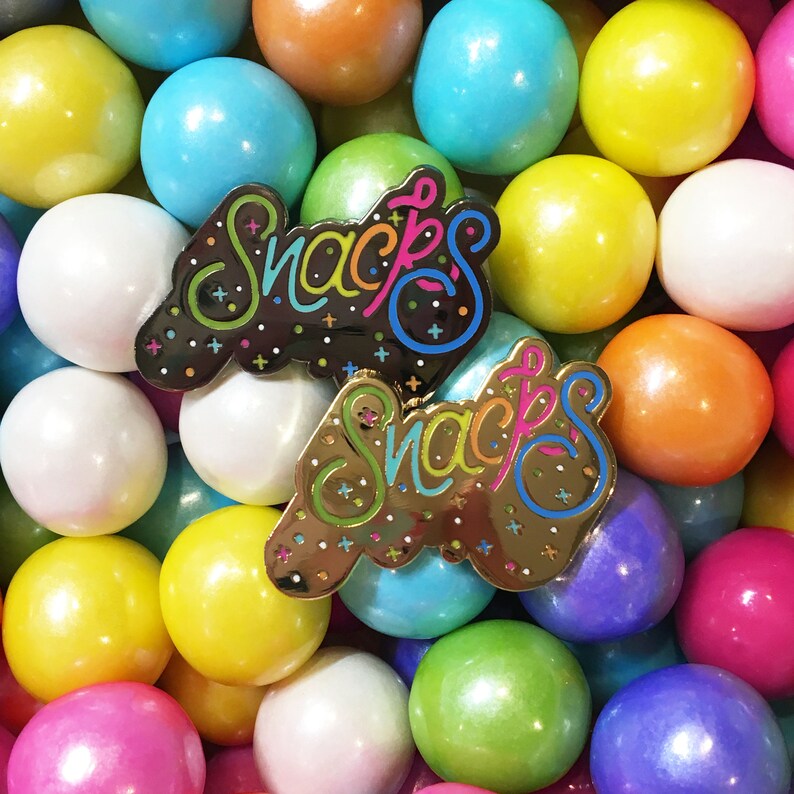 Snacks Please · Hard Enamel Pin · Gold or Black Nickel Metal · Shiny ...