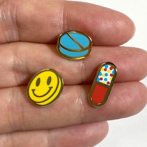 Mini Pill Pin Trio Board Fillers Hard Enamel Pins Black Nickel/gold ...