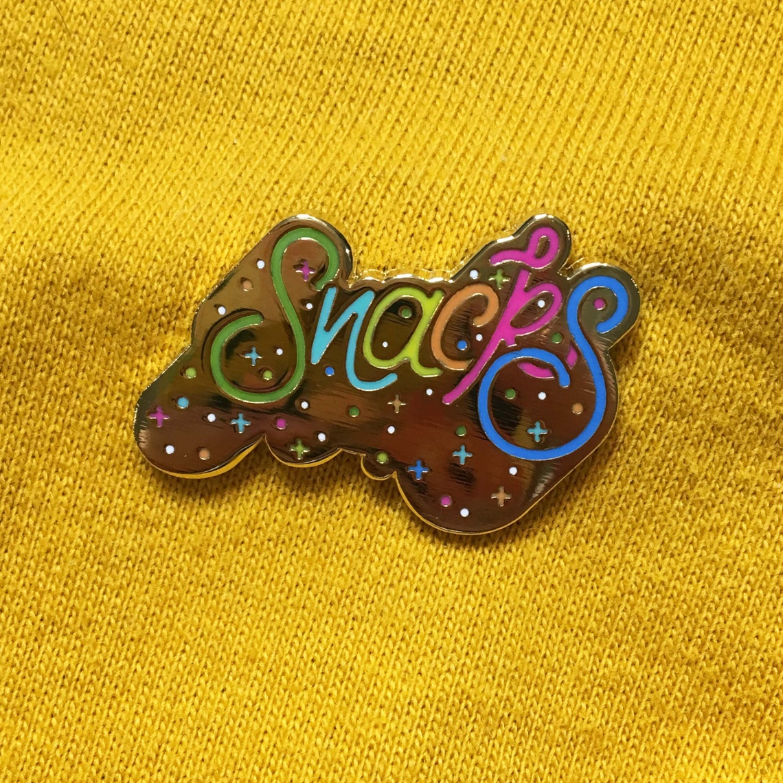 Snacks Please · Hard Enamel Pin · Gold or Black Nickel Metal · Shiny ...