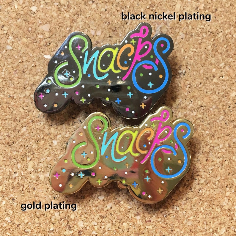 Snacks Please · Hard Enamel Pin · Gold or Black Nickel Metal · Shiny ...