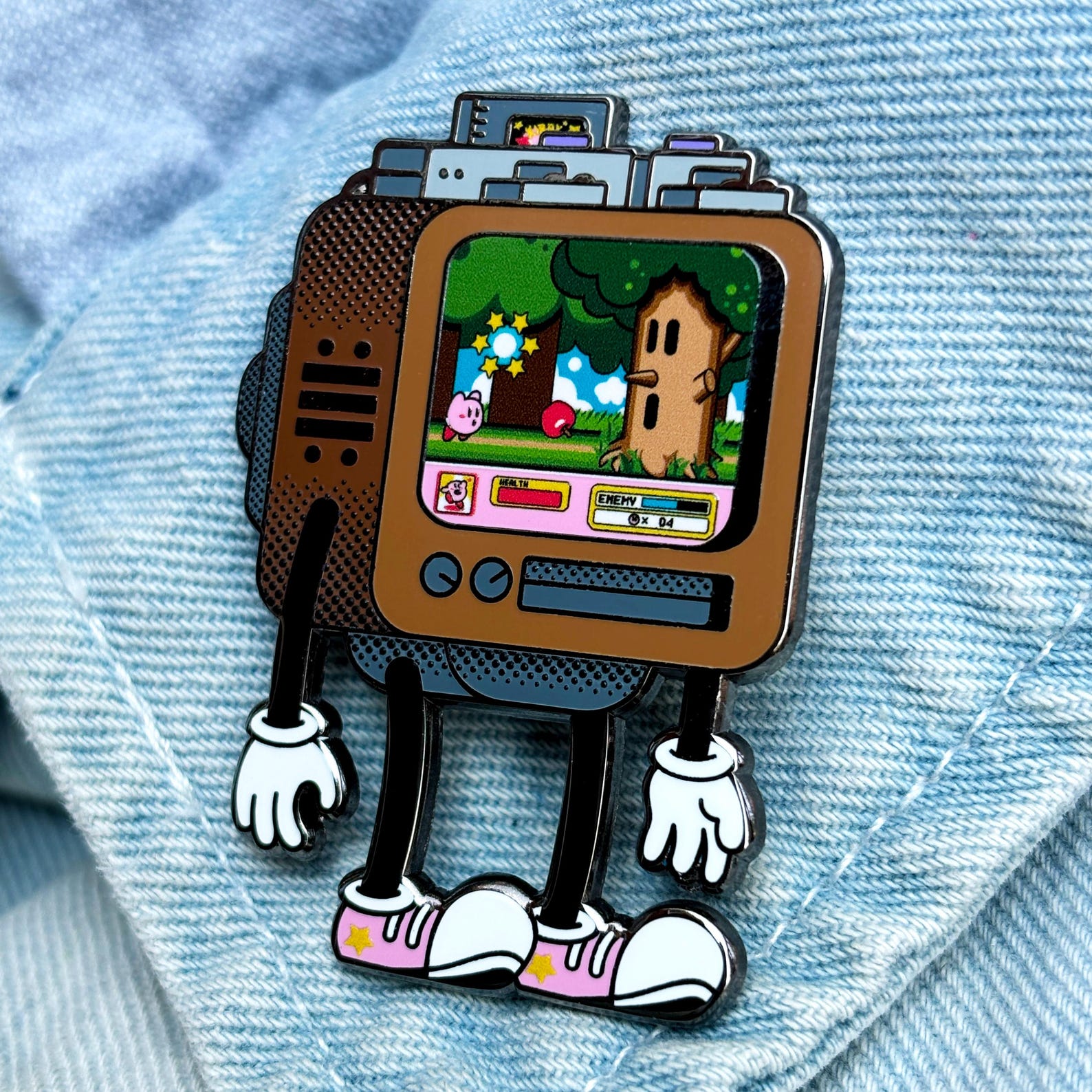 Hungry Buddy Pink Blob Retro Video Game Console Deluxe Hard Enamel Pin ...