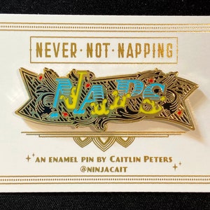 NAPS Pin Perfect for Nap Lovers Hard Enamel Pin Gold Metal Shiny Flair ...