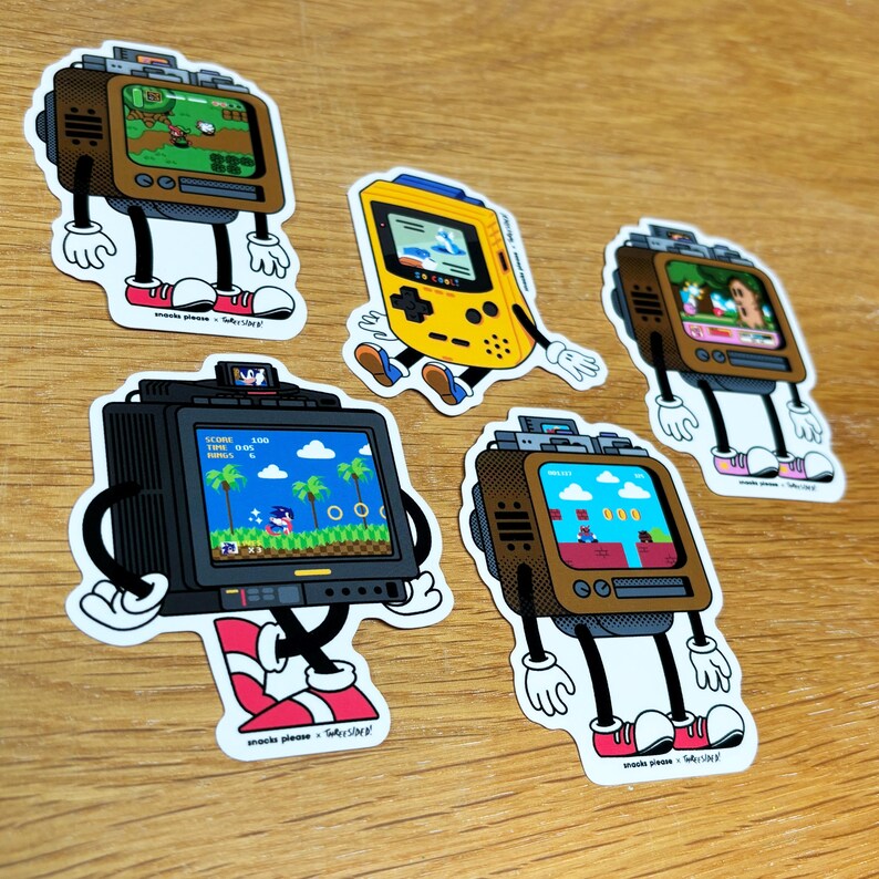 Retro Video Game TV Buddy - Vinyl, Glossy Waterproof Sticker ...