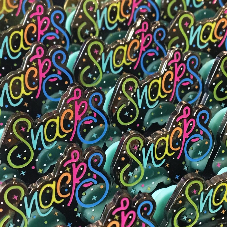 Snacks Please · Hard Enamel Pin · Gold or Black Nickel Metal · Shiny ...