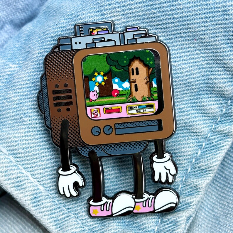 Hungry Buddy Pink Blob Retro Video Game Console Deluxe Hard Enamel Pin ...