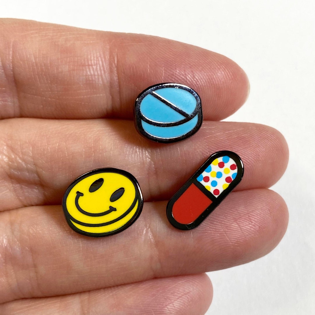 Mini Pill Pin Trio Board Fillers Hard Enamel Pins Black Nickel/gold ...