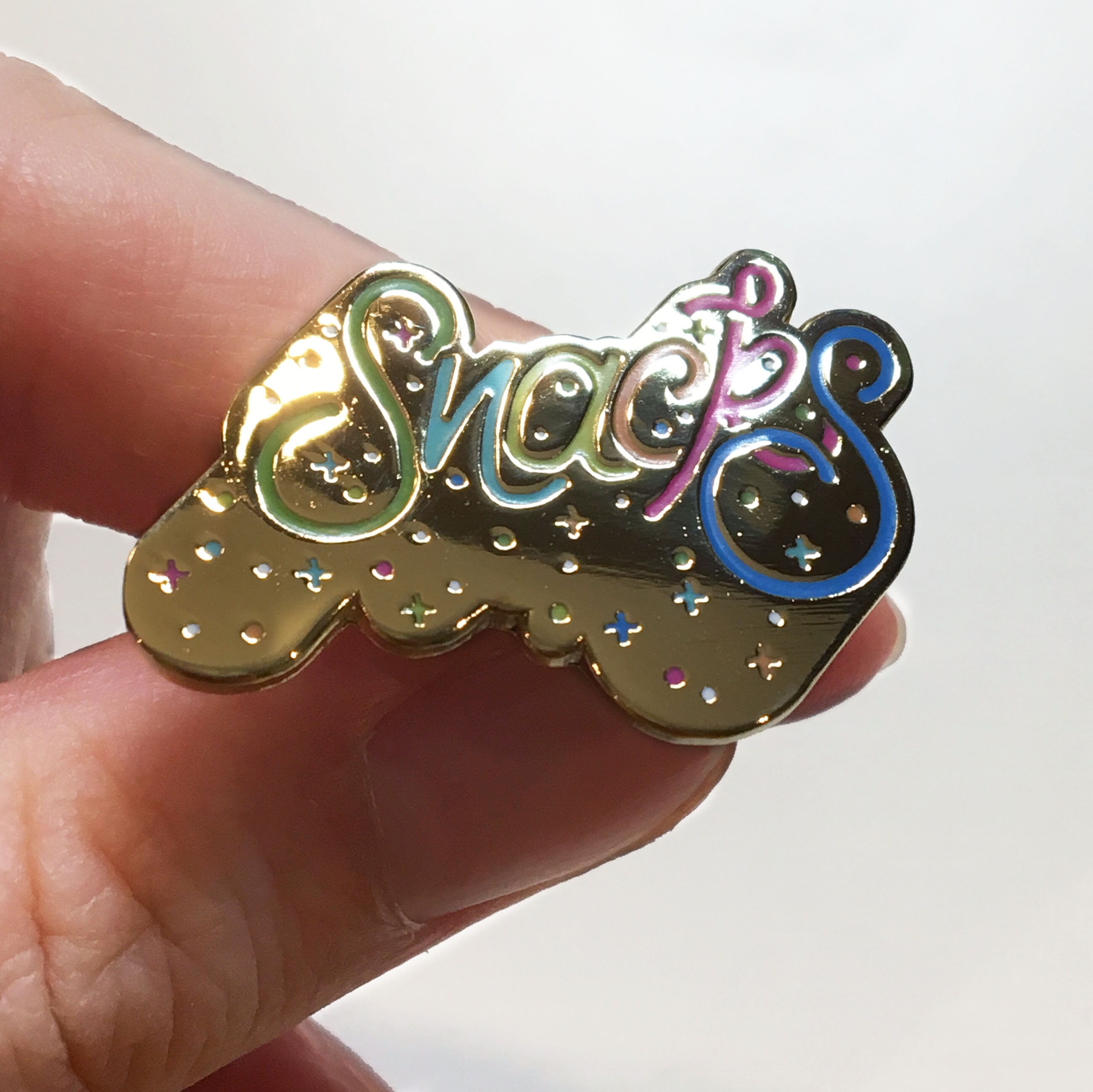 Snacks Please · Hard Enamel Pin · Gold or Black Nickel Metal · Shiny ...