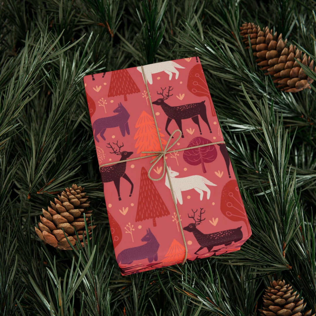 Deer in the Forest Gift Wrap 3 Sizes: 30 X 36 - Etsy