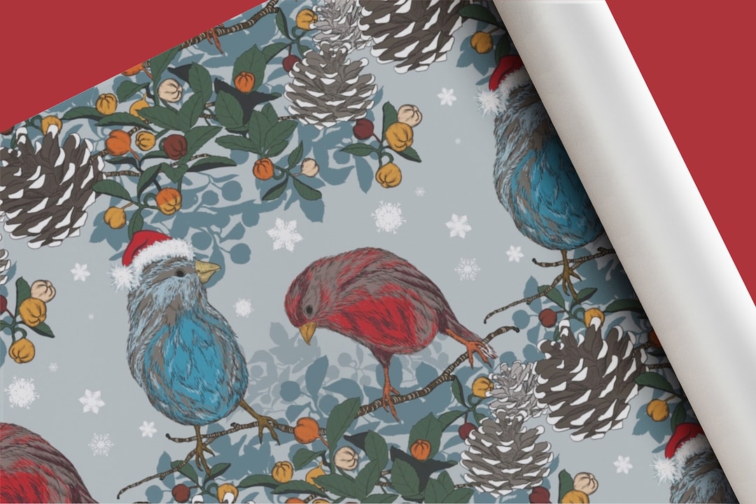 Winter Birds Christmas Wrapping Paper Available in 2 Sizes Charming ...