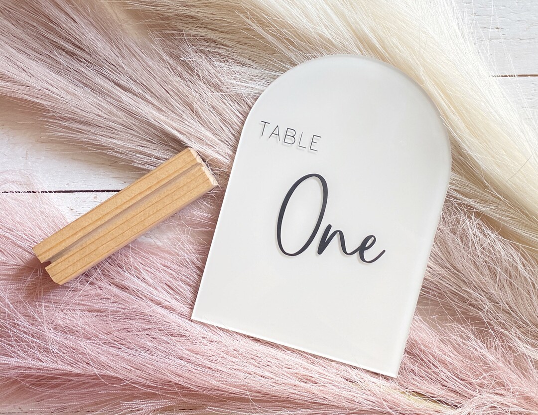 Elegant Arched Acrylic Table Number Sign for Weddings With Wooden Stand ...