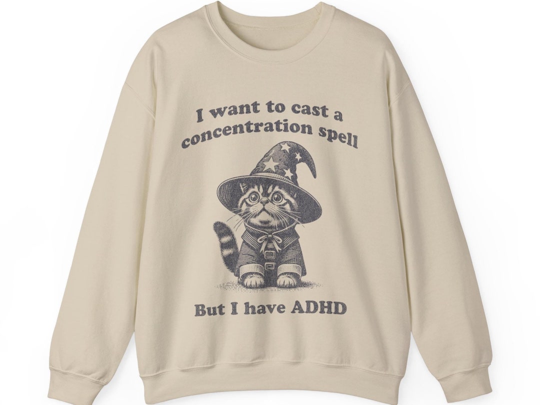 Funny Cat ADHD Sweatshirt | Funny Cat Lover | ADHD Cat | Vintage Pet ...