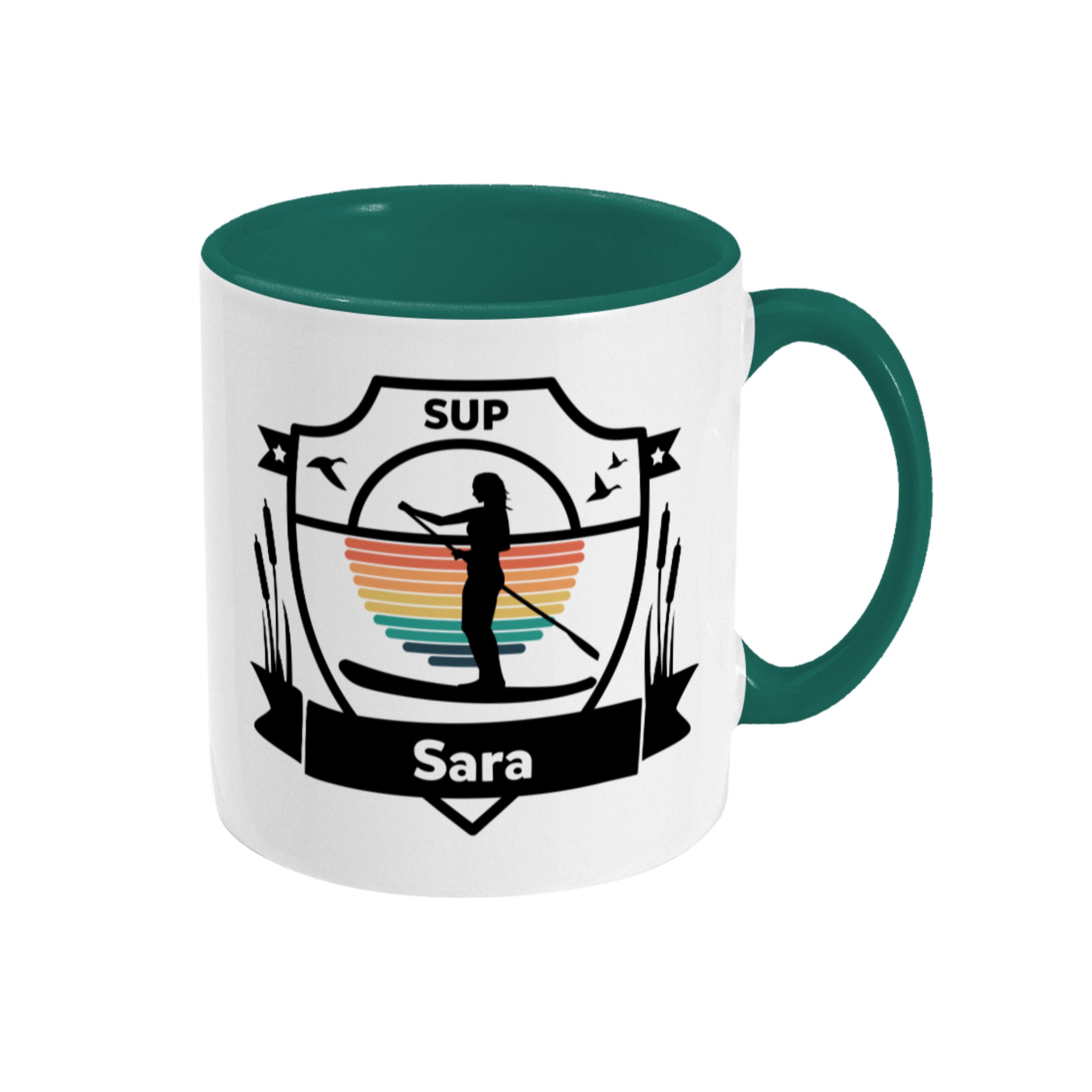 Personalised SUP Mug for Her Stand up Paddle Boarding Two Tone Ceramic ...